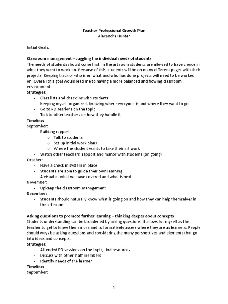 Teacher Growth Plan | Download Free PDF | Classroom Management | Classroom