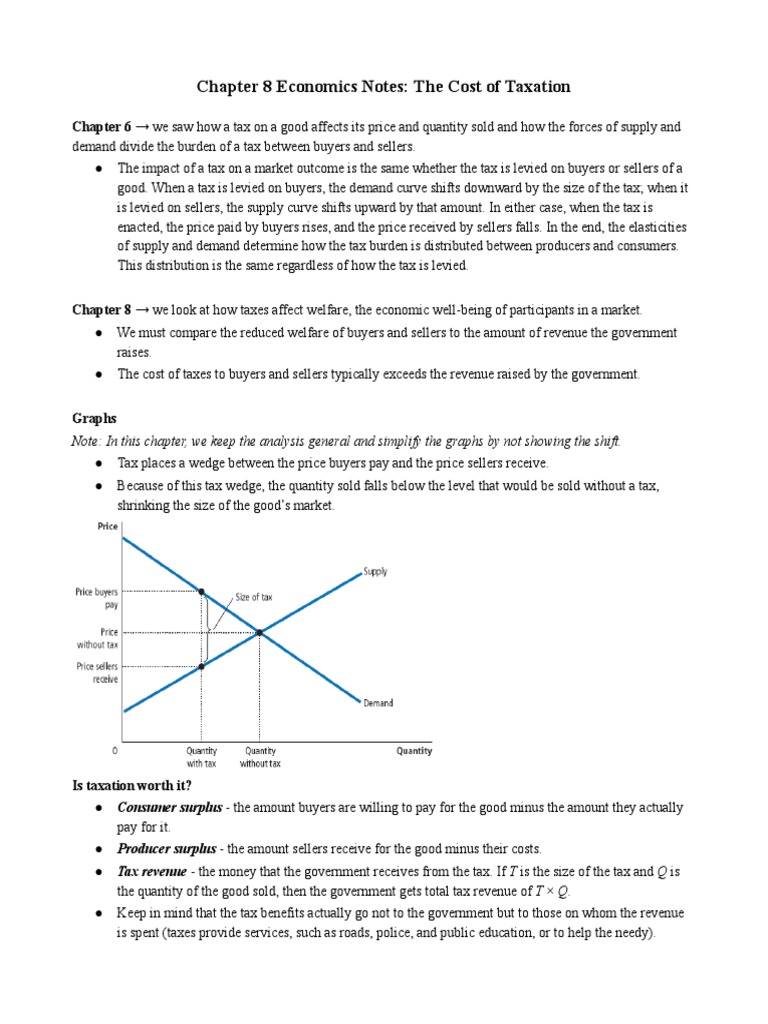 Chapter 8 Economics Notes: The Cost of Taxation | PDF | Economic ...