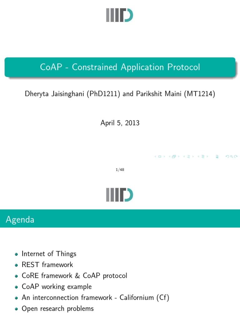 Coap - Constrained Application Protocol: Dheryta Jaisinghani (Phd1211 ...