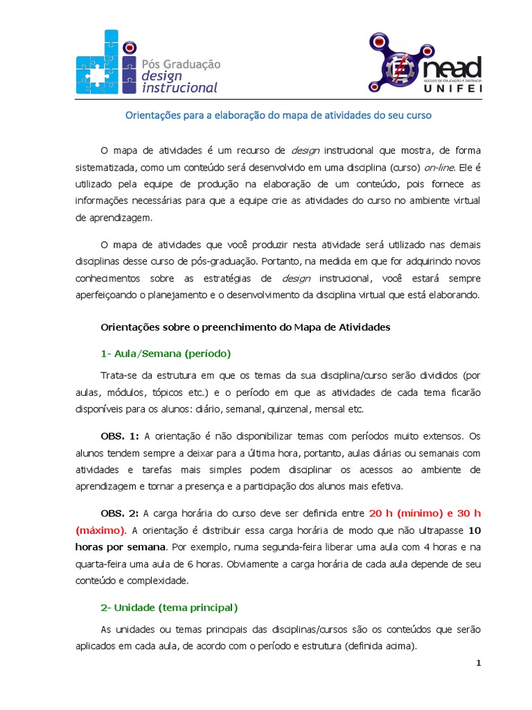 Mapa de Atividades | Download grátis PDF | Educação à distância | Lição