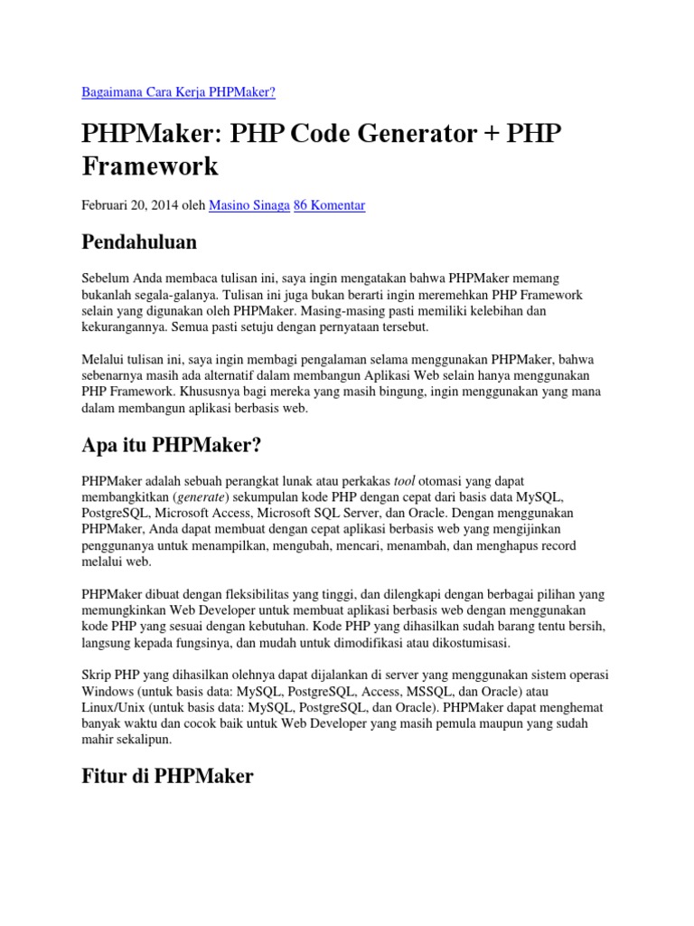 Bagaimana Cara Kerja PHPMaker | PDF