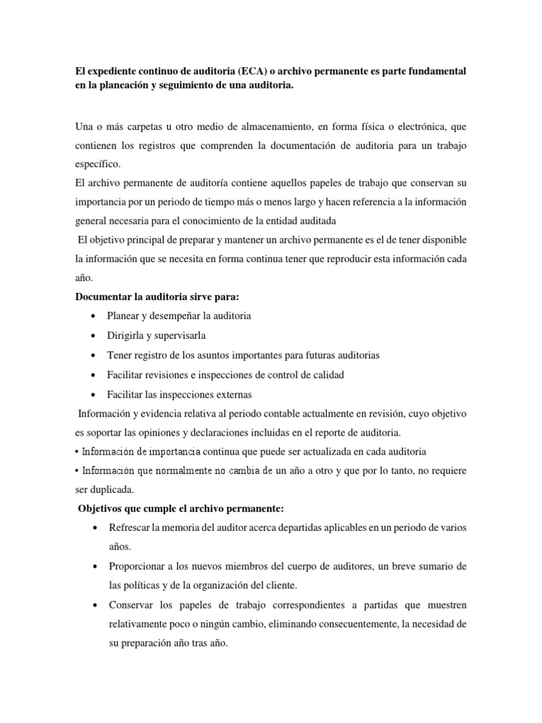 El Expediente Continuo de Auditoria | PDF | Archivo de computadora | Contralor