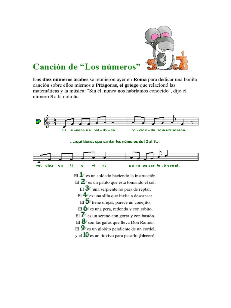 La Canción de Los Números - Partitura | PDF | Arte | Libros para ...