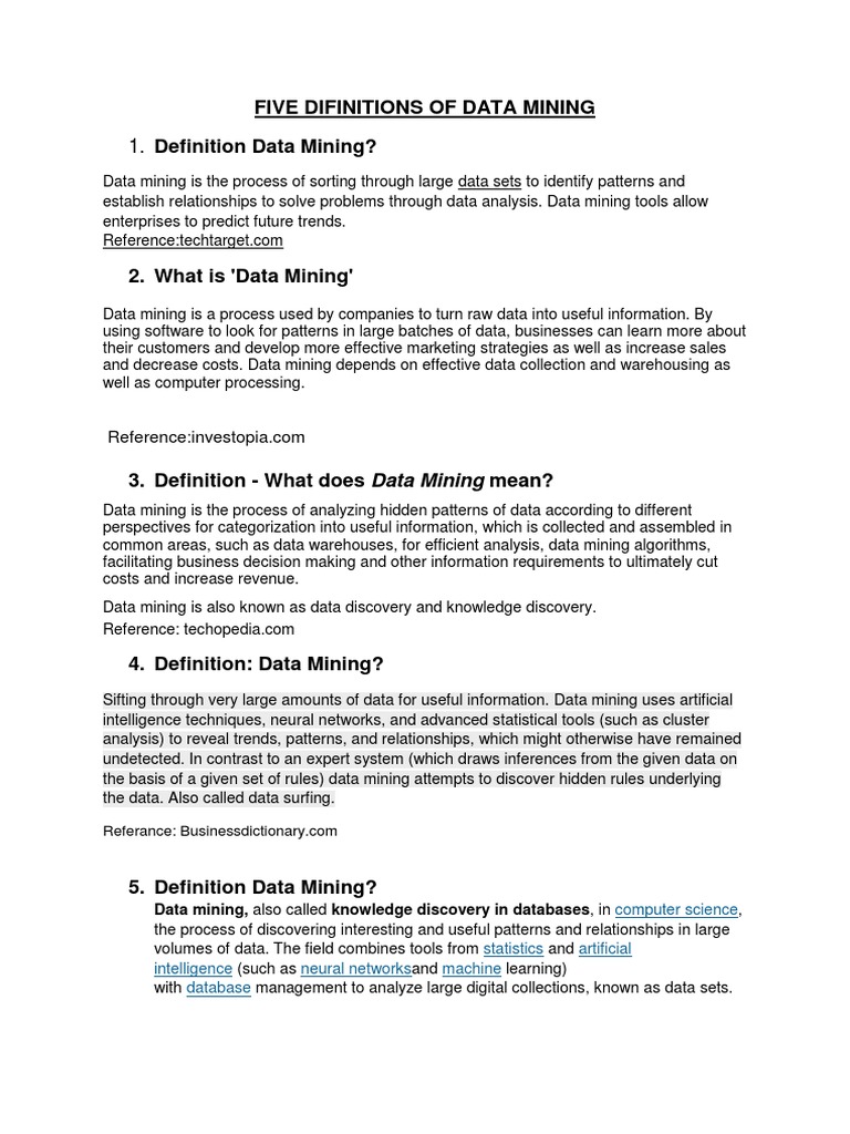 Definition Data Mining? | PDF