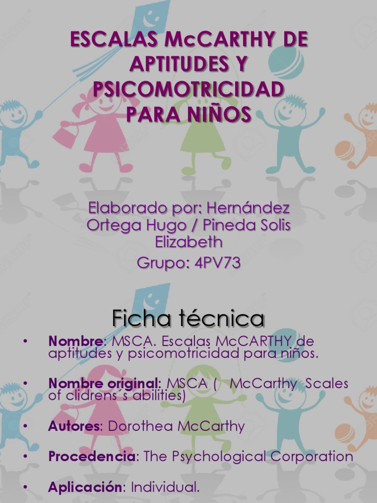 Escalas Mccarthy de Aptitudes y Psicomotricidad | PDF | Memoria | Multiplicación