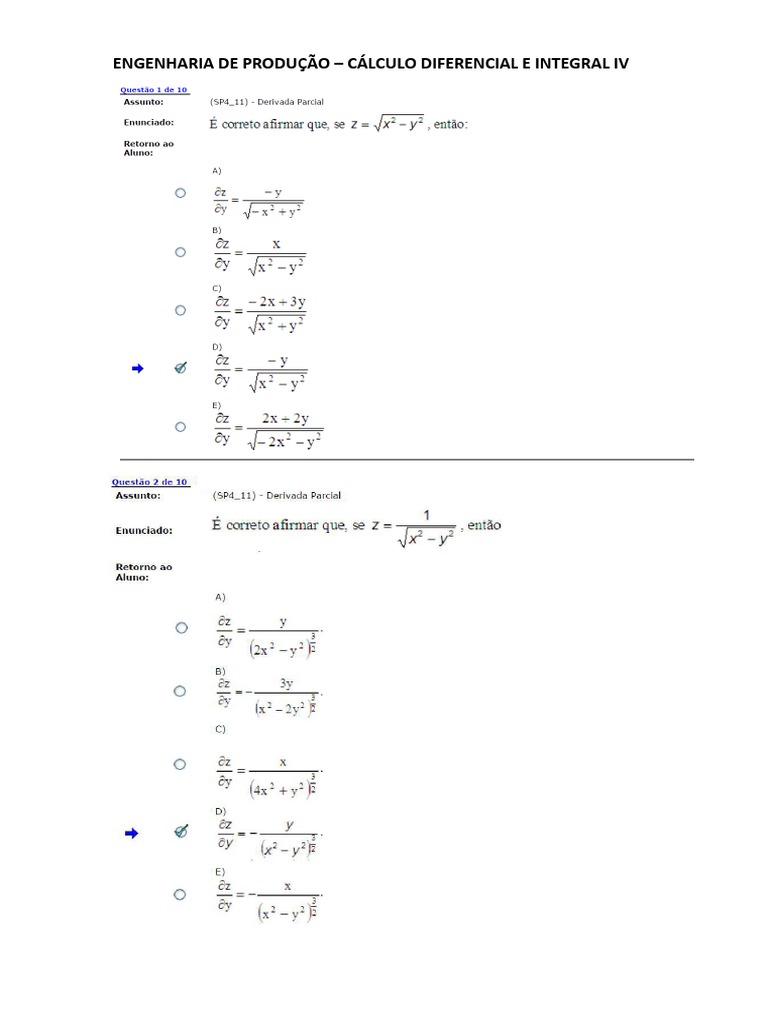 Cálculo Diferencial E Integral Iv Para Engenharia De Produção Pdf