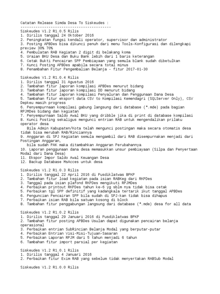 Catatan Release Simdes | PDF