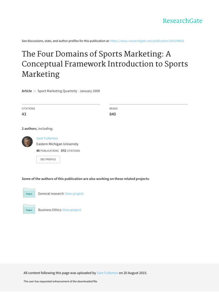 The Four Domains of Sports Marketing A Conceptual | PDF | Sponsor ...