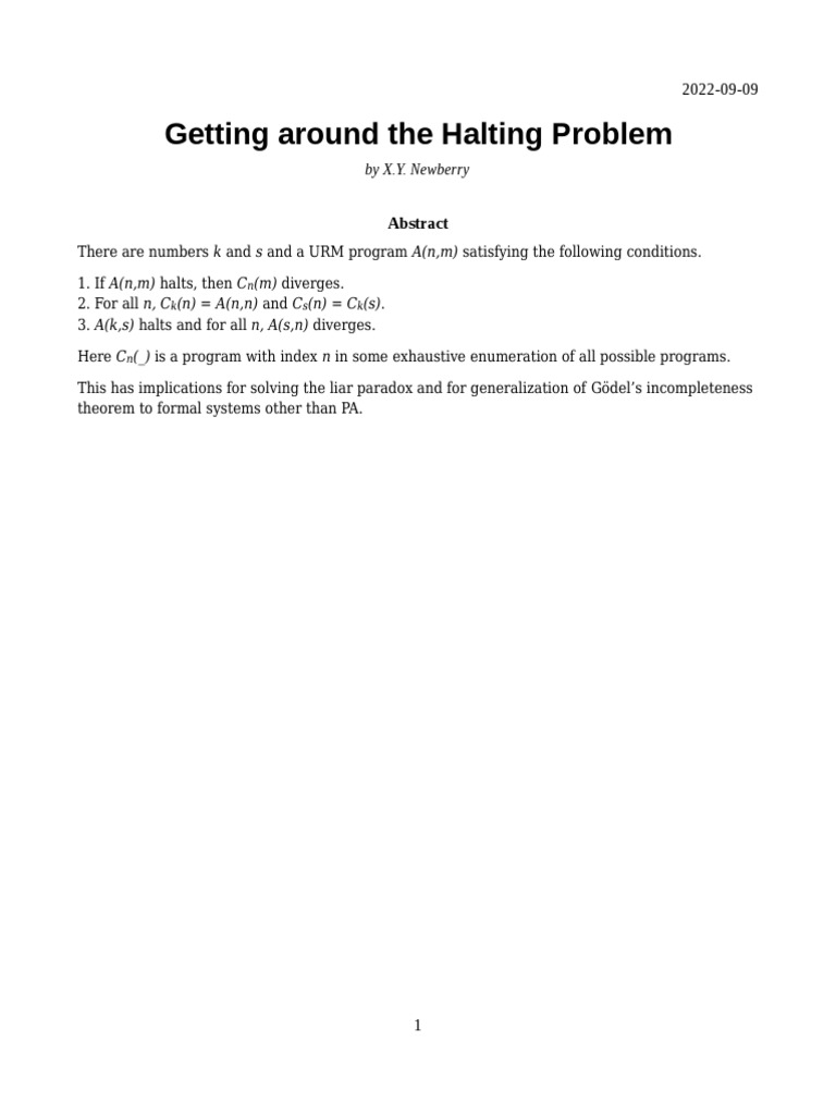Getting Around The Halting Problem | PDF | Logic | Sentence (Linguistics)