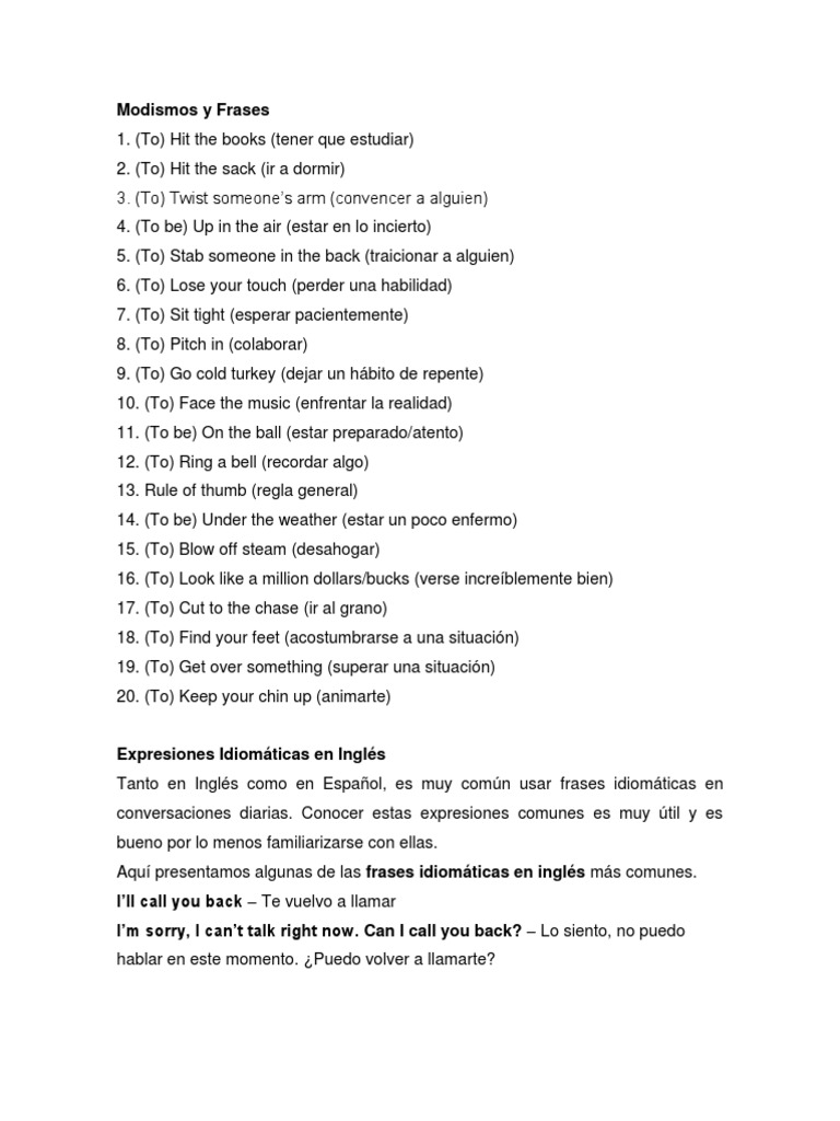 Modismos y Frases | PDF | Sintaxis | Idiomas
