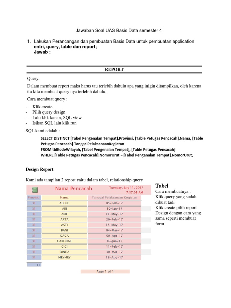 Jawaban Soal UAS Basis Data Semester 4 | PDF