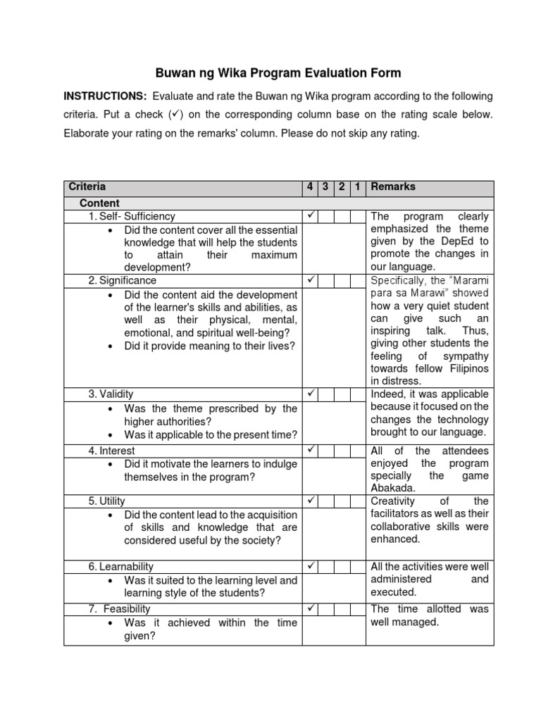 Evaluation Form | PDF | Facilitator | Learning