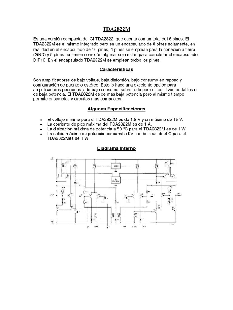 TDA2822M | PDF | Altoparlante | Ingenieria Eléctrica