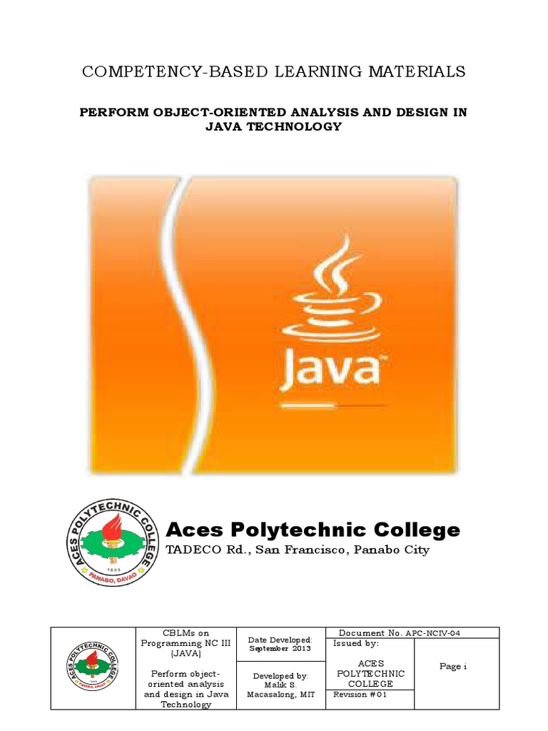 CBLM - Perform Java OOP | PDF | Java (Programming Language) | Computer Program