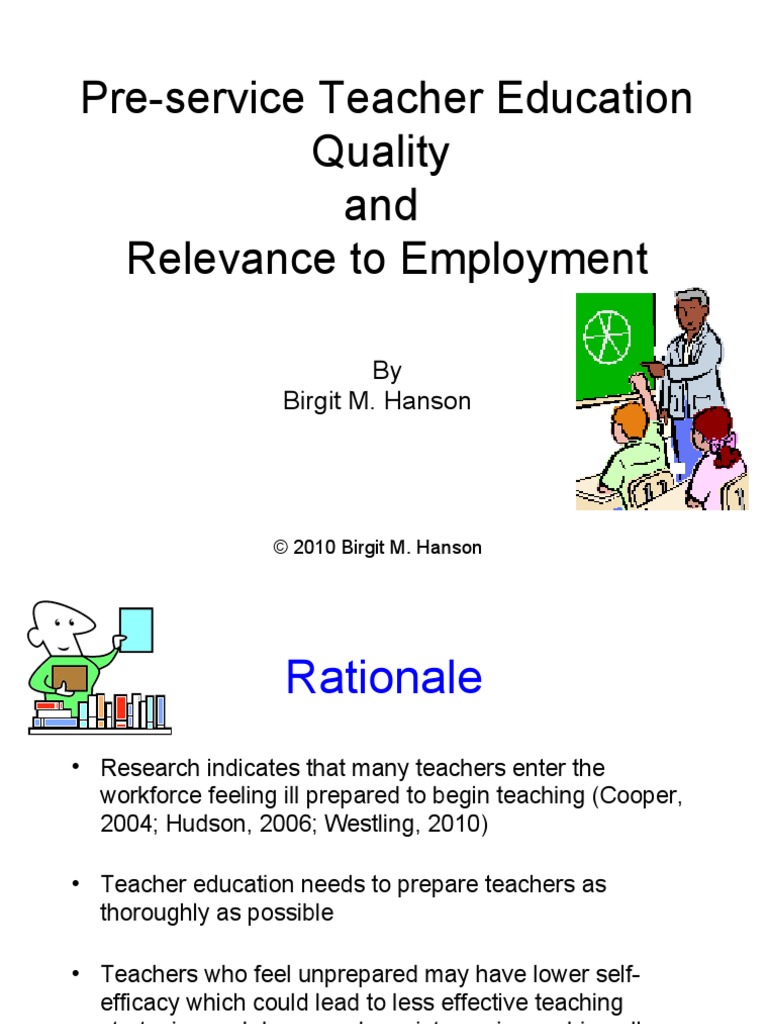 Pre-Service Teacher Education Quality and Relevance To Employment | PDF ...