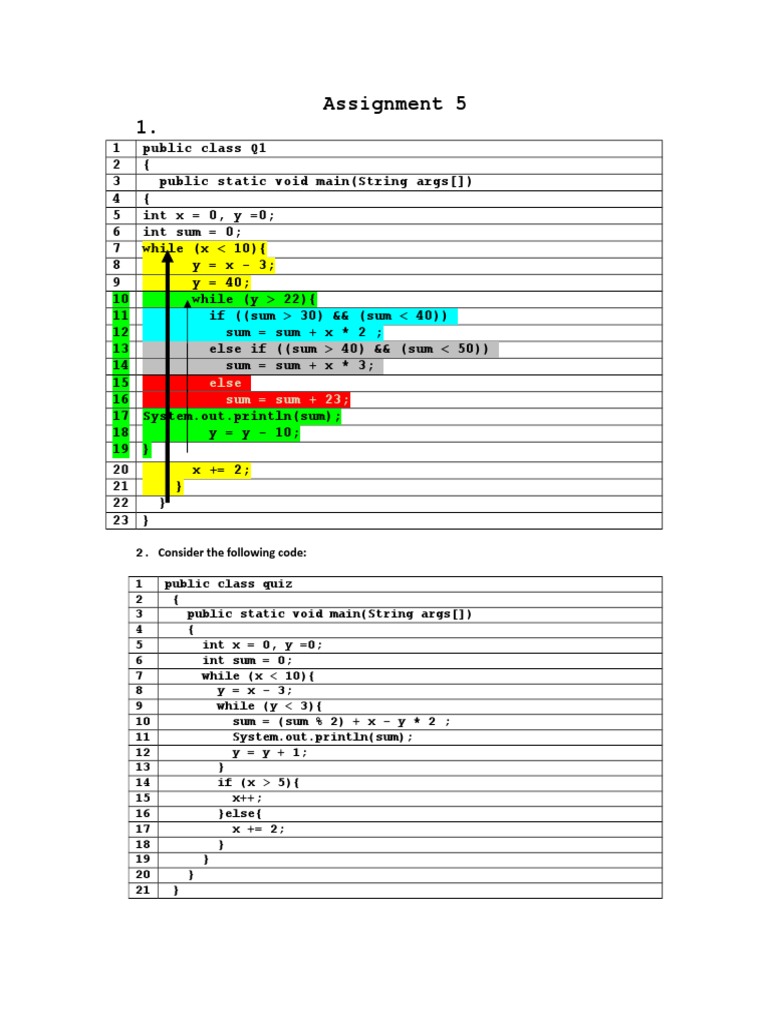 Assignment 5 1.: Else Sum Sum + 23 | PDF | Integer (Computer Science ...