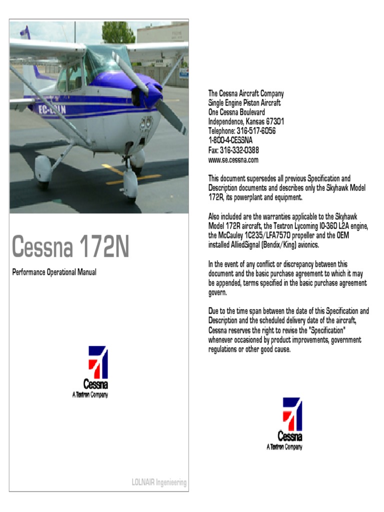 Cessna 172 N Performance Operational Manual | PDF | Instrument Flight ...