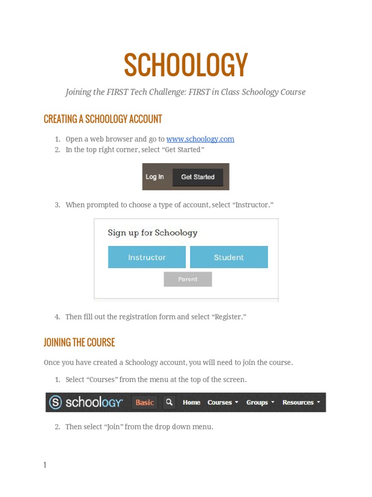 Schoology: Creating A Schoology Account | PDF