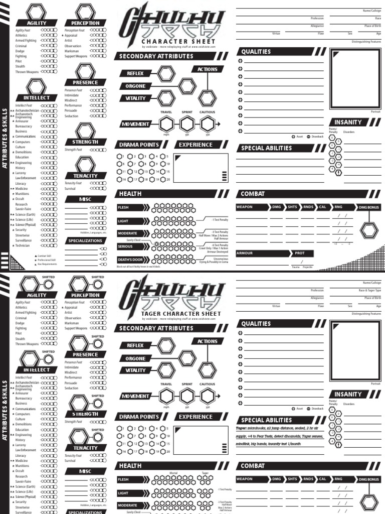 CthulhuTech - Character Sheet - Voidstate | PDF
