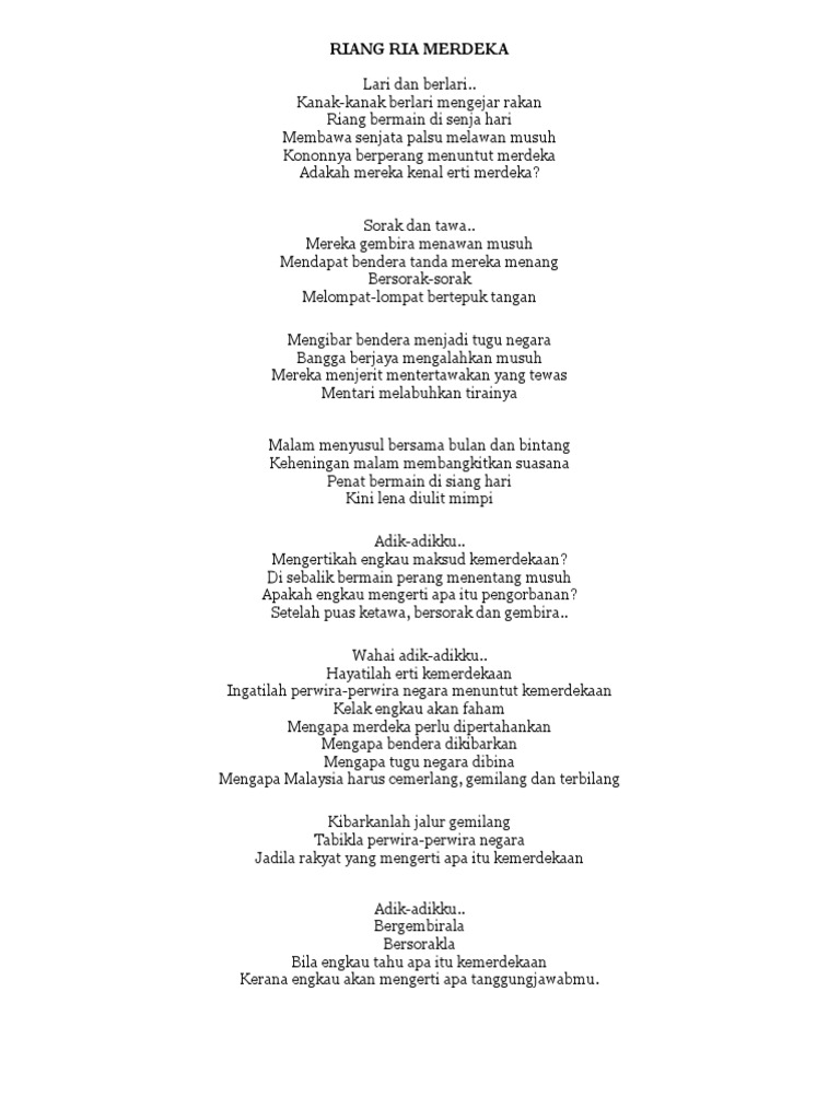 Sajak Kemerdekaan untuk Kanak-Kanak | PDF