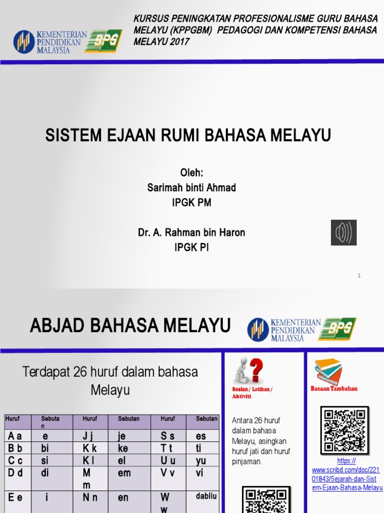 Sistem Ejaan Rumi Bahasa Melayu Presentesion | PDF