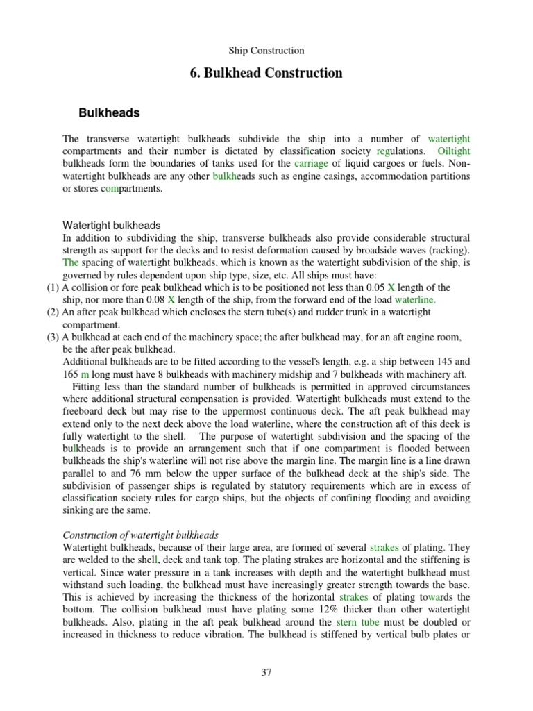 Bulkhead Construction | PDF | Deck (Ship) | Ships