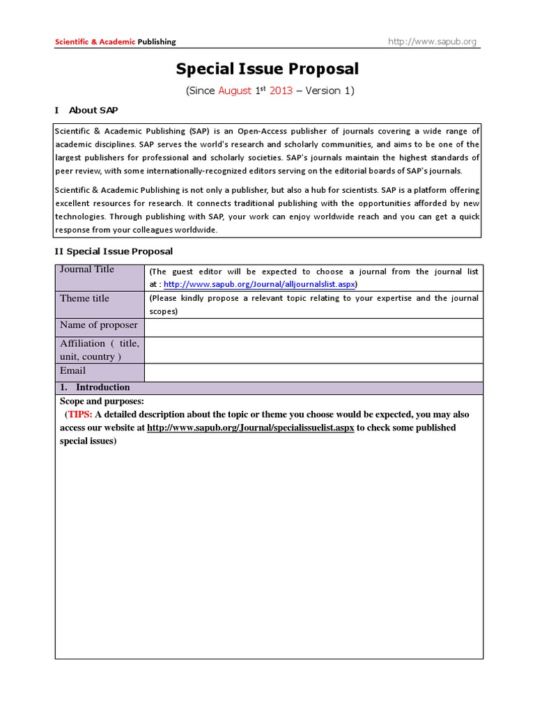 Special Issue Proposal Form | PDF | Career & Growth | Art