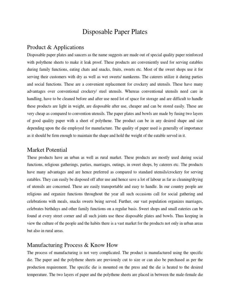 Disposable Paper Plates Project PDF | PDF | Machine (Mechanical ...