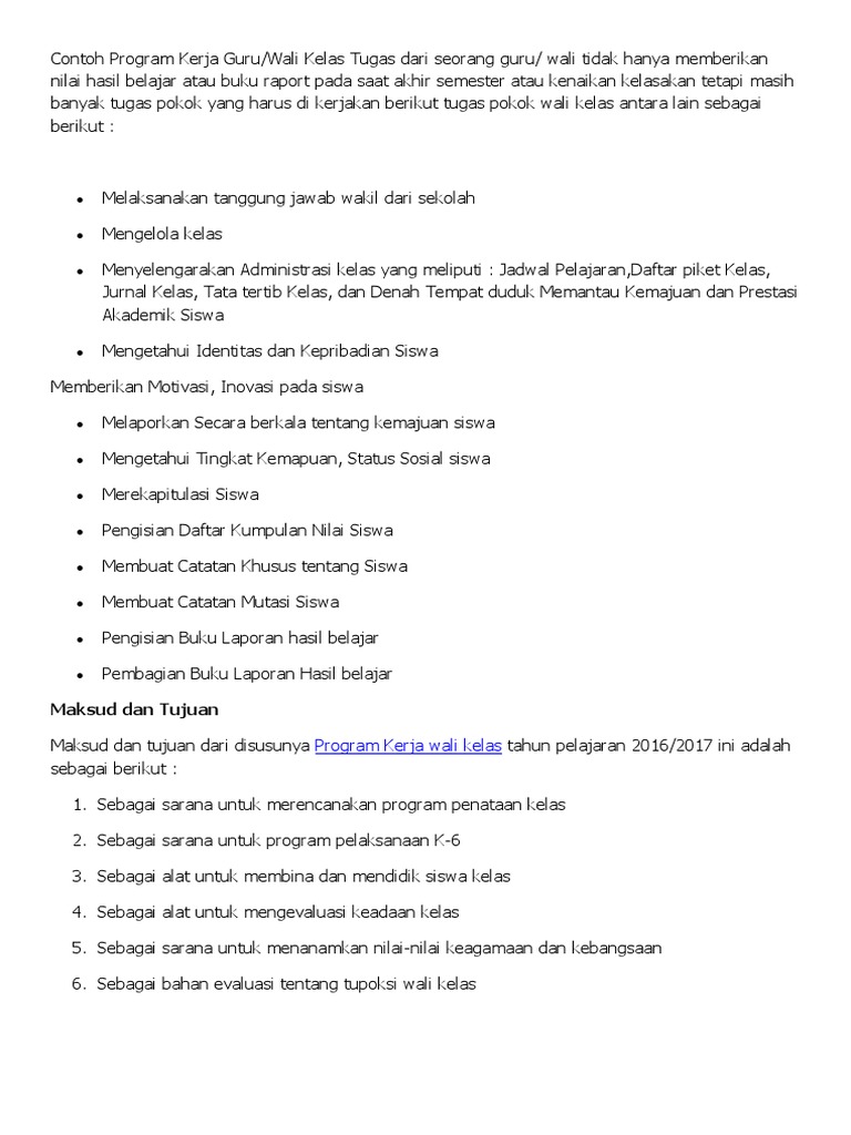 Contoh Program Kerja Guru | PDF