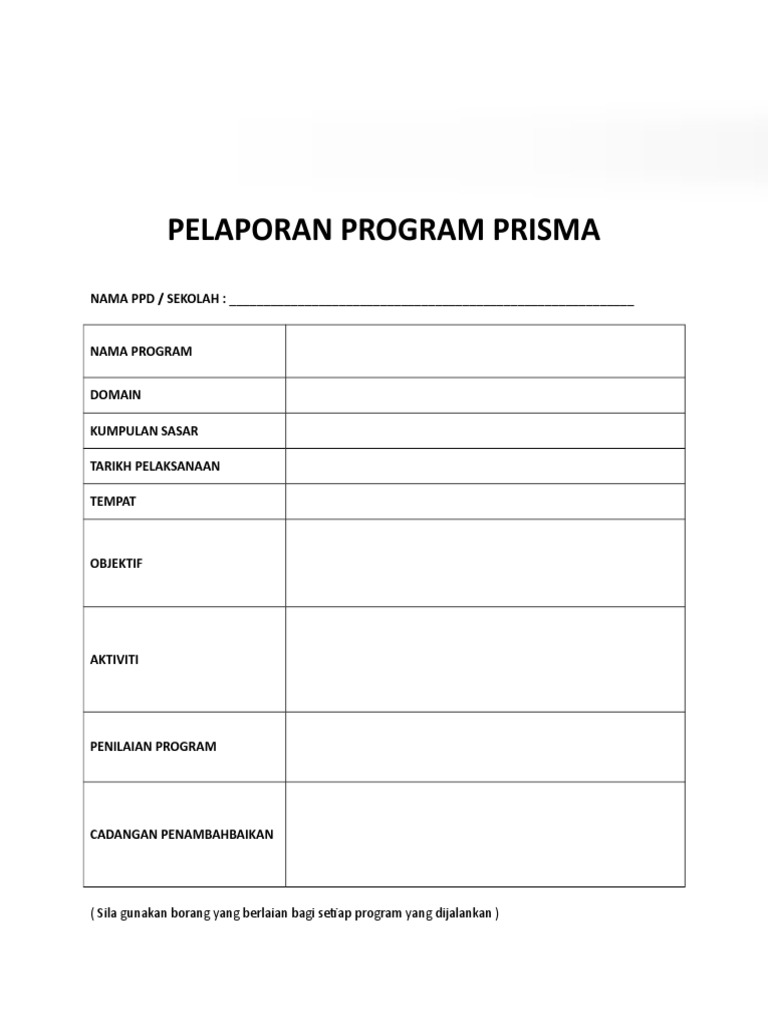 Format Laporan Program Prisma | PDF