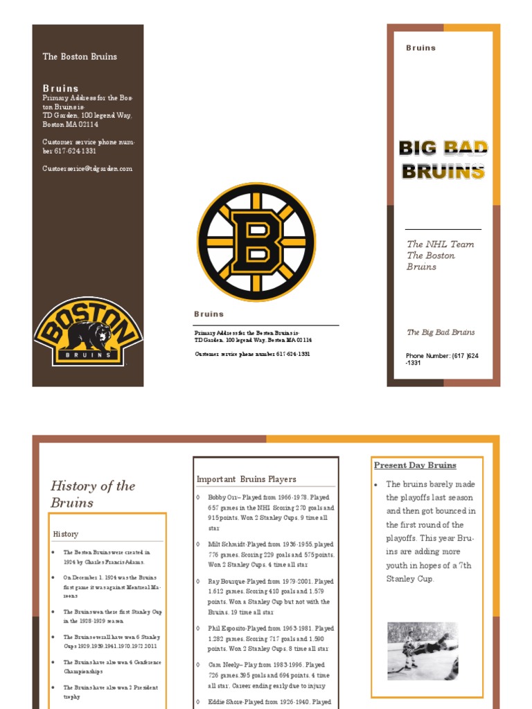 The Bruins Brochure | PDF | Boston Bruins | Sports Seasons