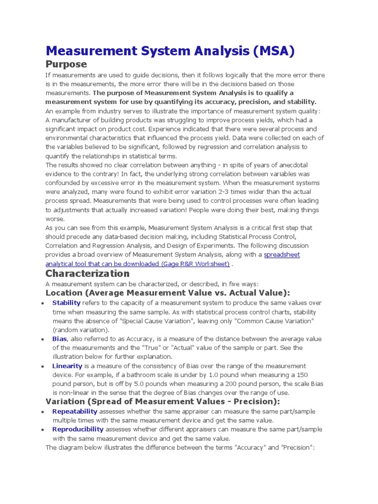 Measurement System Analysis | PDF | Accuracy And Precision | Statistics