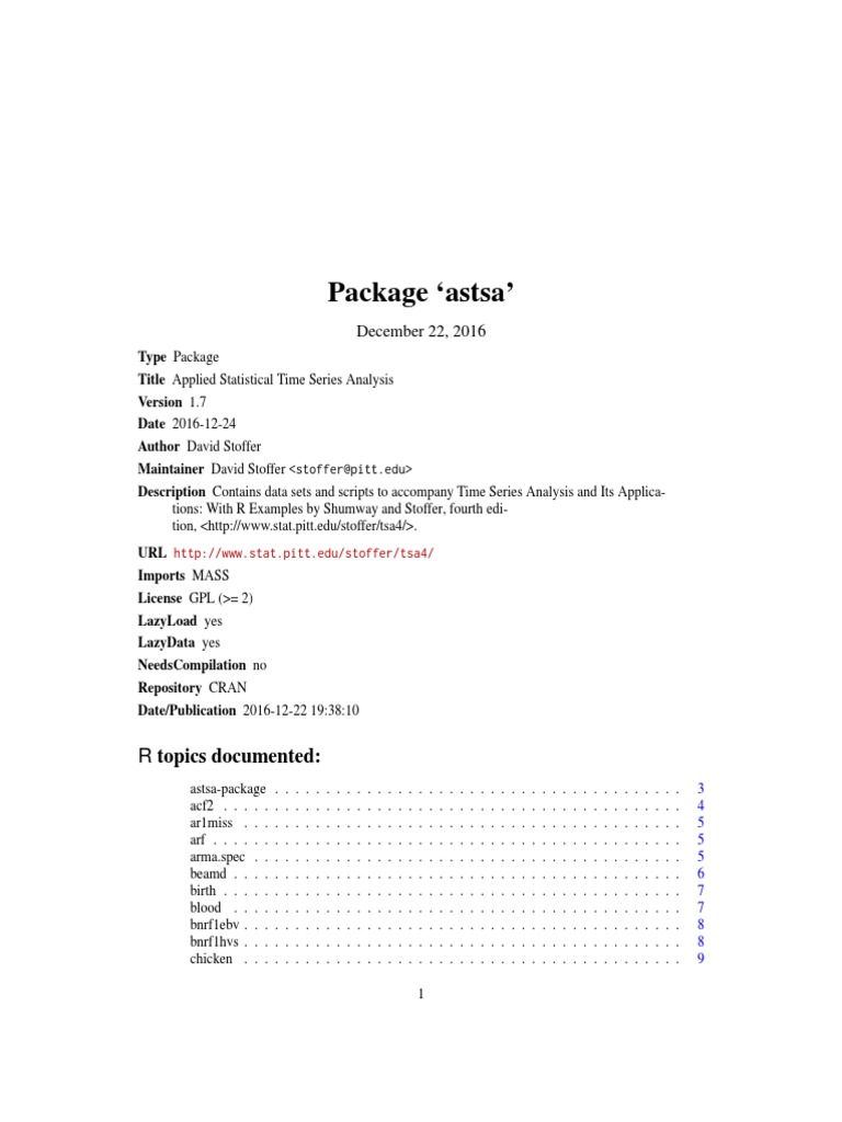 Package Astsa': R Topics Documented | PDF | Kalman Filter | Time Series