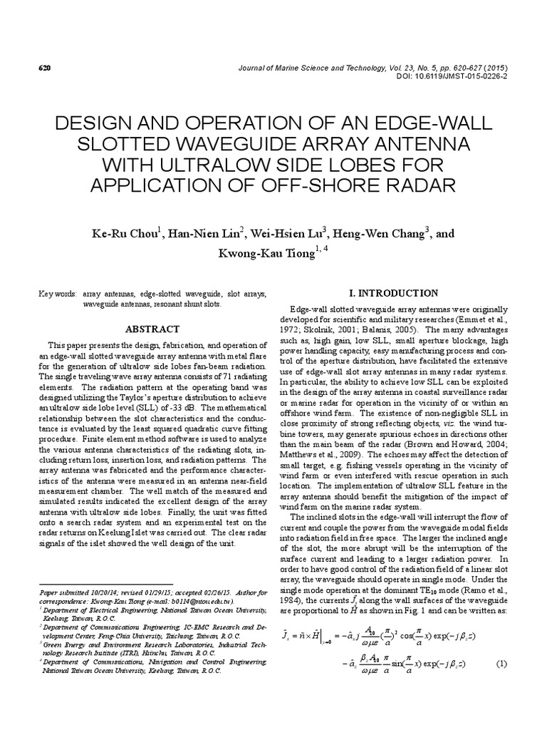Design and Operation of An Edge-Wall Slotted Waveguide Array Antenna ...