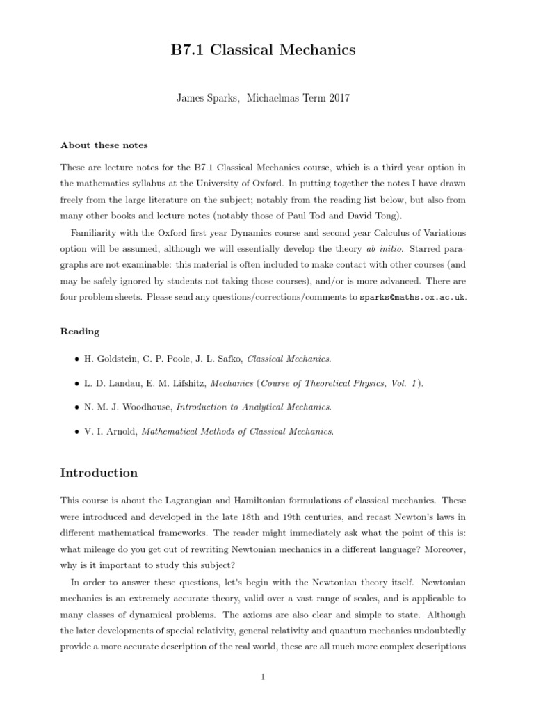 CM Lectures | PDF | Classical Mechanics | Lagrangian Mechanics