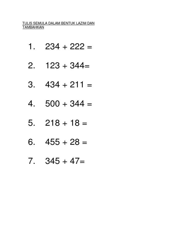 Tulis Semula Nombor Dalam Perkataan | PDF