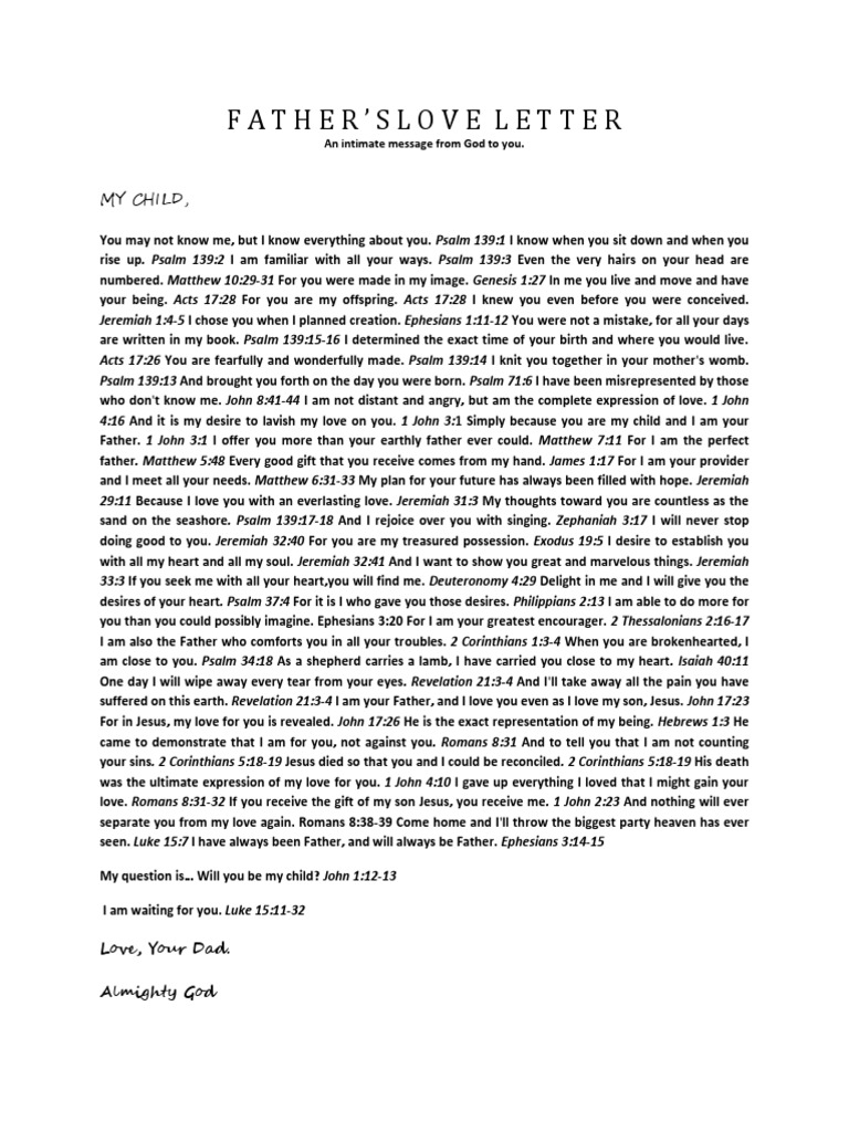 Father'Slove Letter: My Child | PDF | Religious Texts | Religious ...
