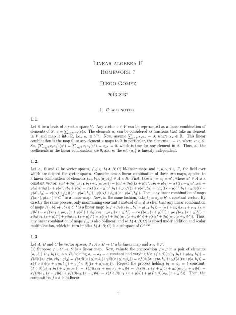 Linear algebra II: Duality and bases | PDF | Basis (Linear Algebra ...