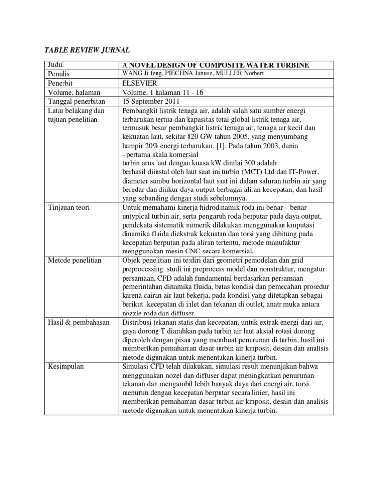 Table Review Jurnal | PDF