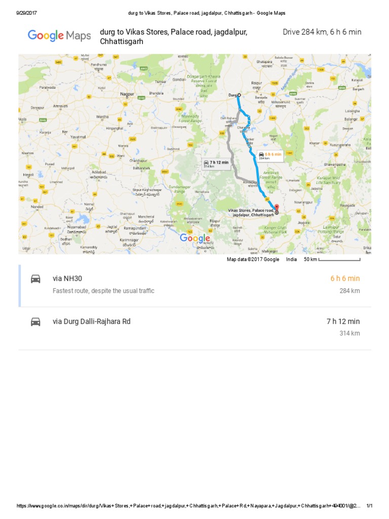 Durg to Jagdalpur Route Guide | PDF