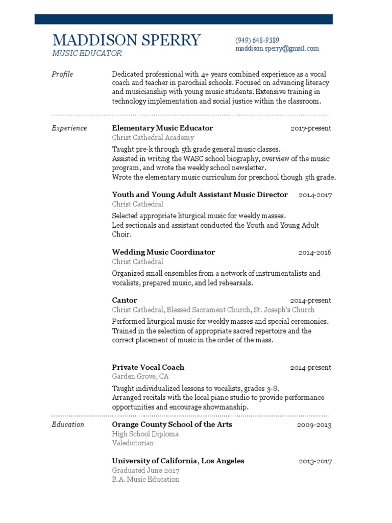 Resume Option Online Template | PDF | Choir | Music Education