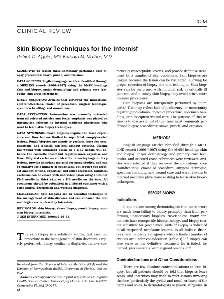 Skin Biopsy Techniques For The Internist: Clinical Review | PDF ...