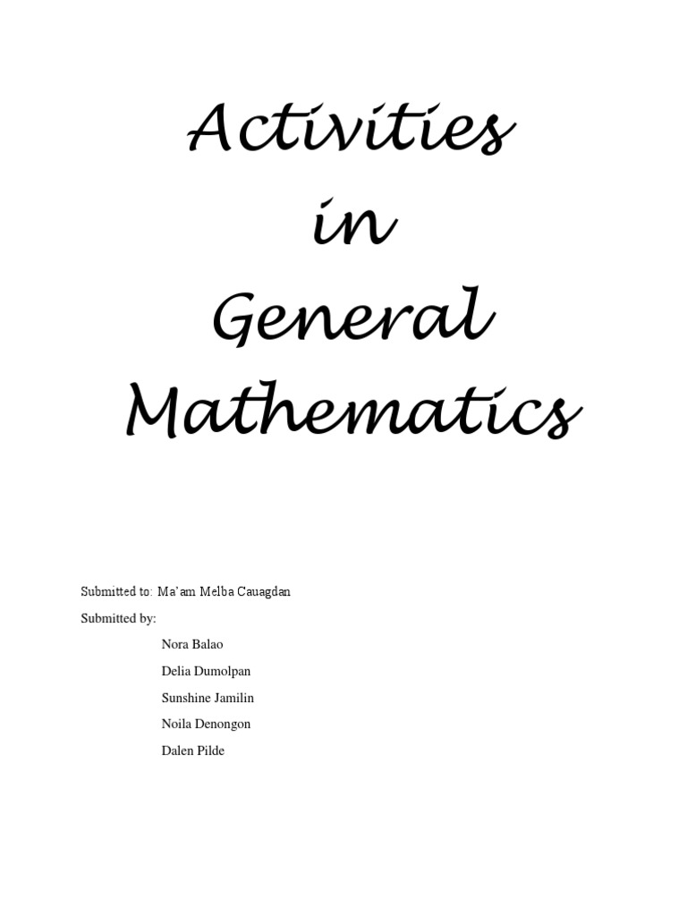 Activities In General Mathematics PDF Loans Personal Finance
