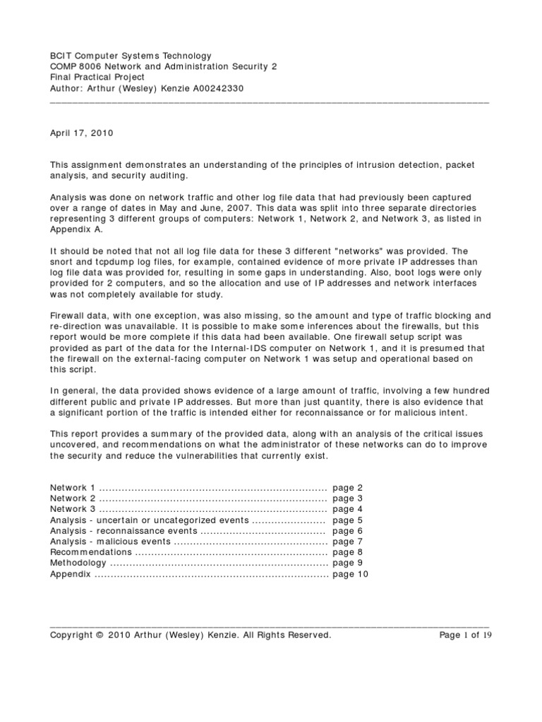 BCIT COMP 8006 Final Project by Wesley Kenzie April 2010 | PDF | Comma ...