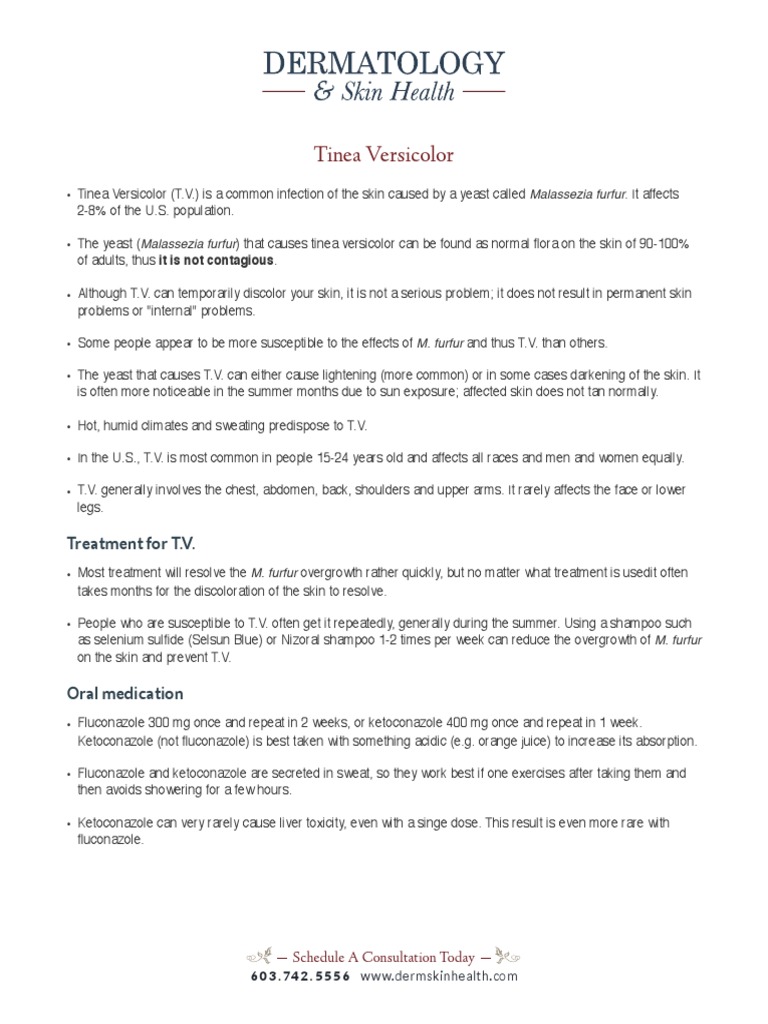 Tinea Versicolor: Treatment For T.V | PDF | Diseases And Disorders ...