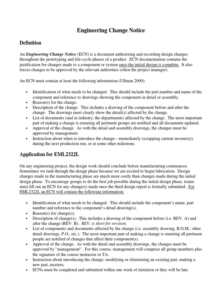 EML2322L-Engineering Change Notice | Download Free PDF | Machining ...