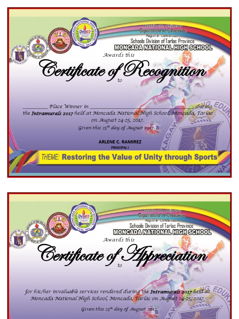 Certificate Intrams Winners - Short | PDF