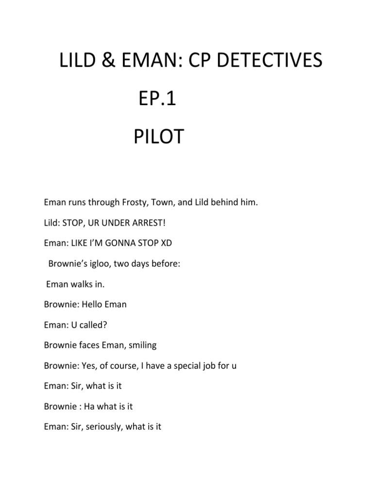 Lild & Eman: CP Detectives EP.1 Pilot | PDF