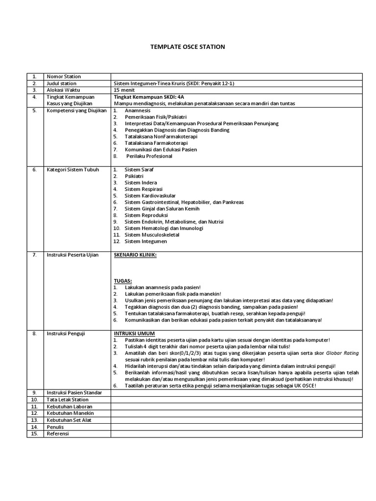 Template Osce Station Veruka | PDF