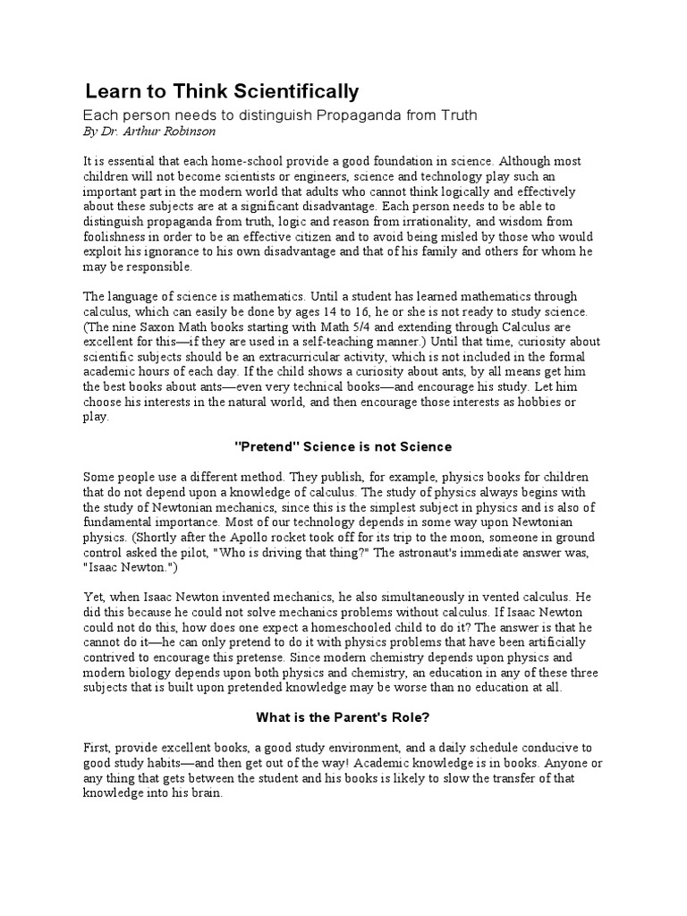 Learn To Think Scientifically | PDF | Science | Physics